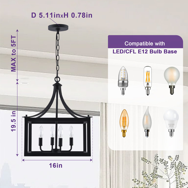 Gracie Oaks Duskin 4 - Light Matte Black Pendant | Wayfair